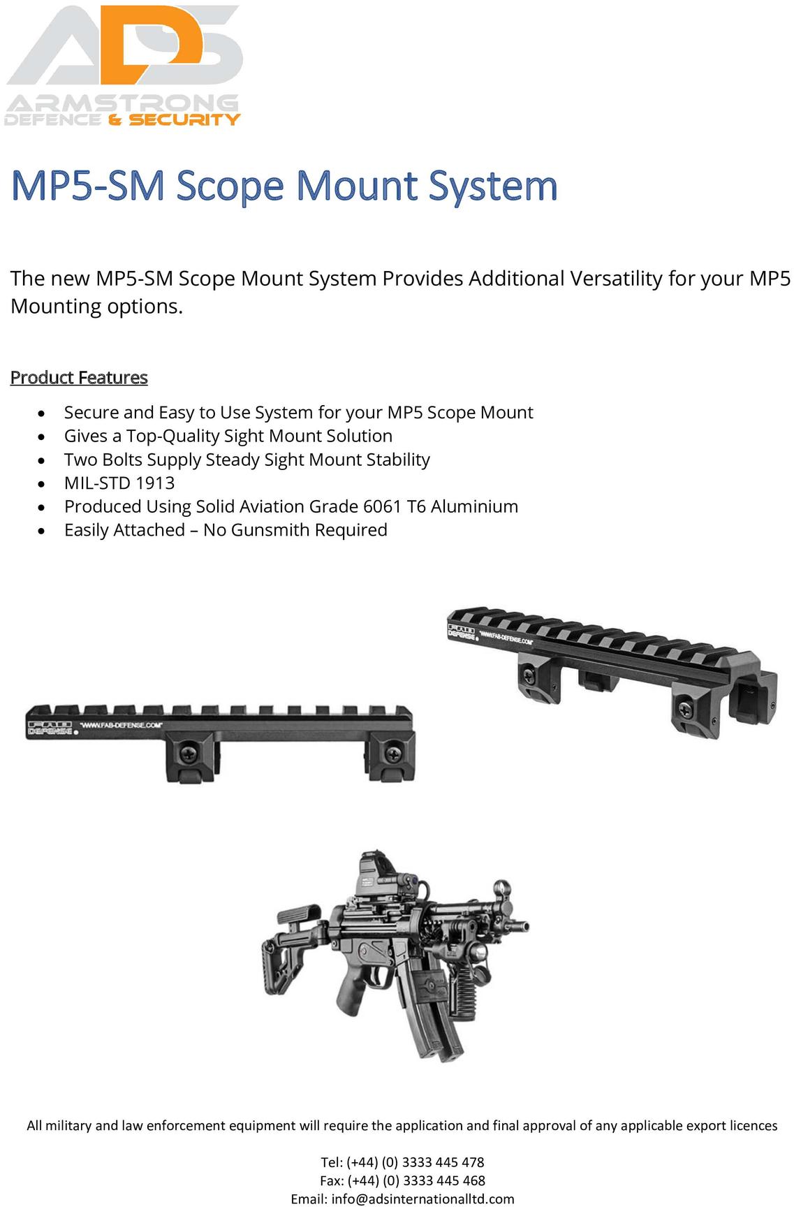 MP5-SM Scope Mount System | ADS International Defence & Security